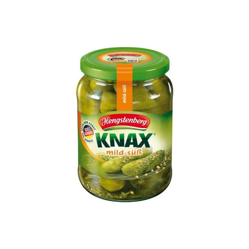 Hengstenberg Knax Gewürzgurken mild swett 720ml – buy online now! Hen ...