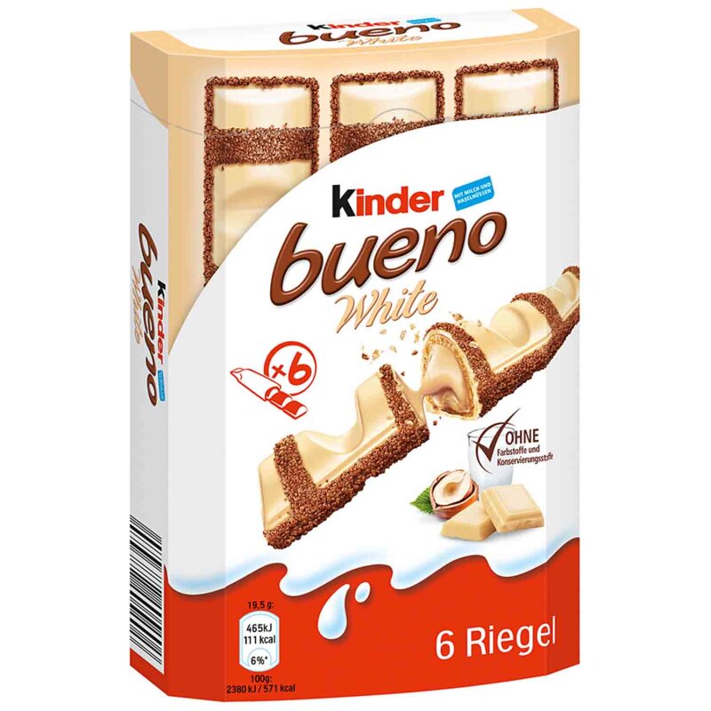 Kinder Bueno White 6 pieces – buy online now! Ferrero – German Chocol ...