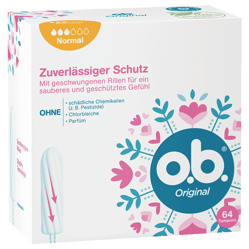 o.b. Original Tampons - normal 64 pieces – buy online now! o.b. – Ger ...